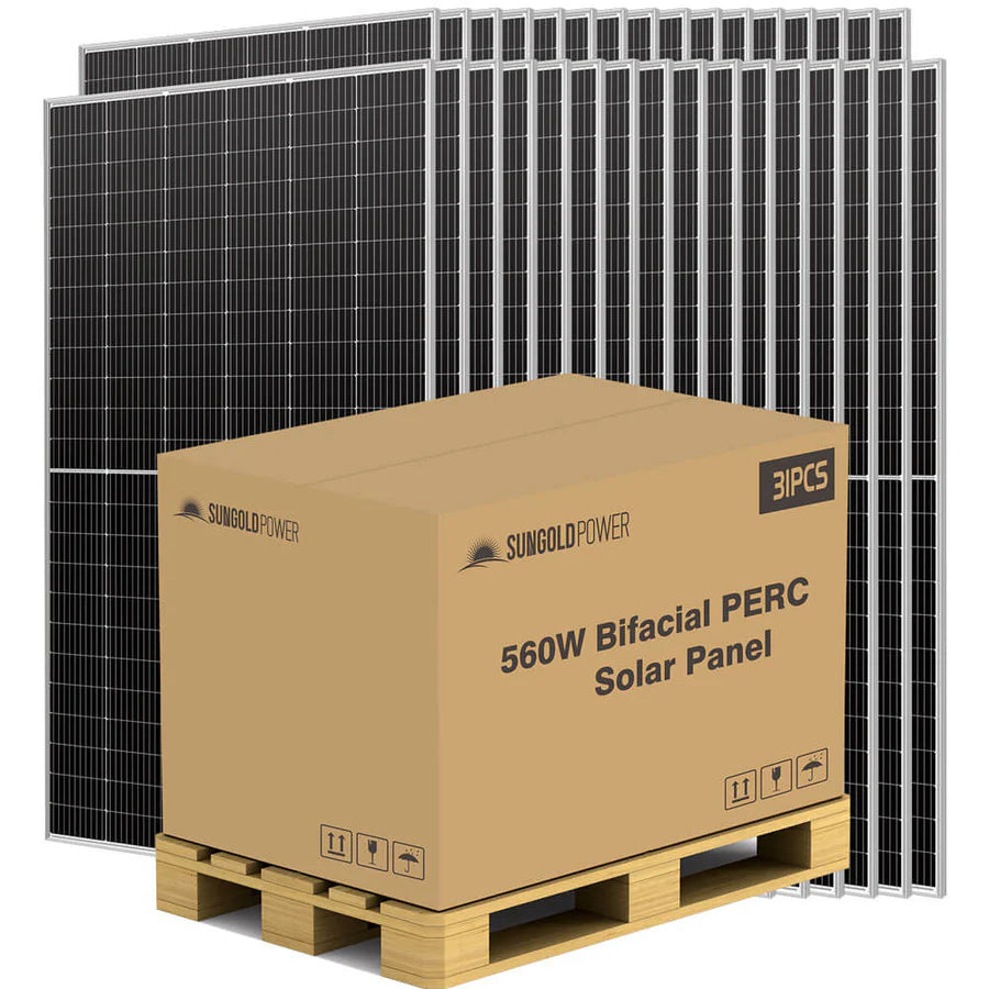 SunGoldPower 560W Bifacial PERC Solar Panel (31 PANELS) | 25-Year Powe ...